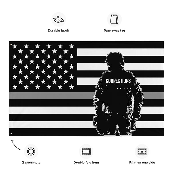 Thin Grey Line Corrections American Wall Flag – 911 Duty Gear USA