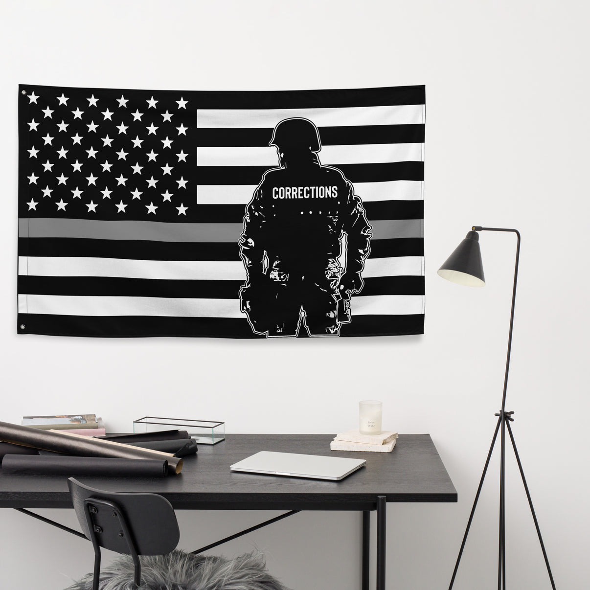 Thin Grey Line Corrections American Wall Flag – 911 Duty Gear USA