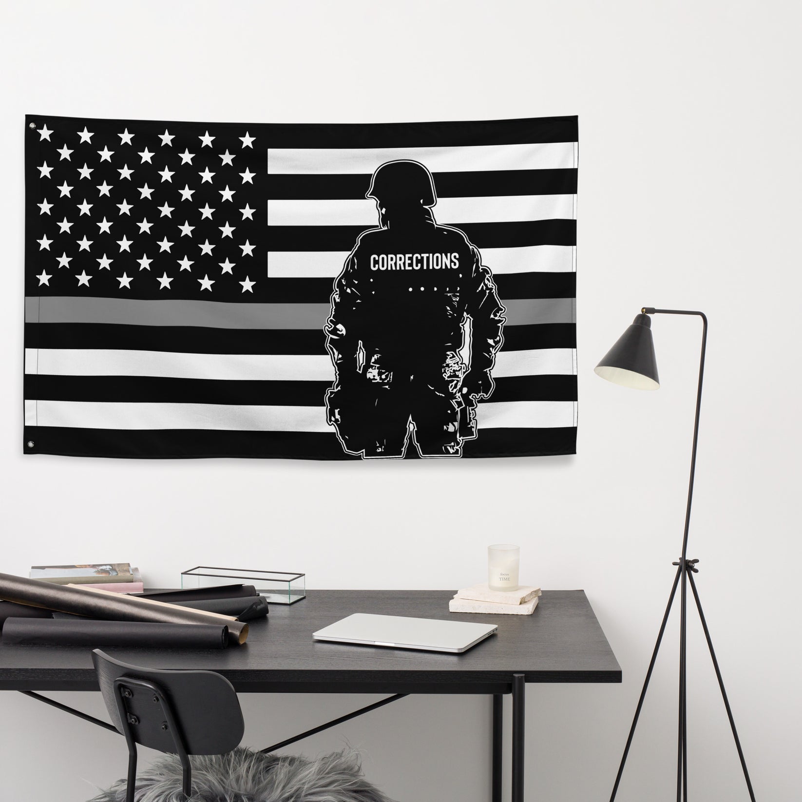 Thin Grey Line Corrections American Wall Flag – 911 Duty Gear USA
